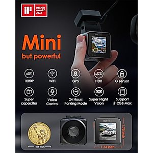 【Bundle: Vantrue E1 Lite 1080P WiFi Mini Dash Cam with GPS and Speed + CPL + Type C USB Hardwire Kit】 E1 Lite 1080P WiFi Mini Dash Cam with GPS and Speed, Free APP, Voice Control