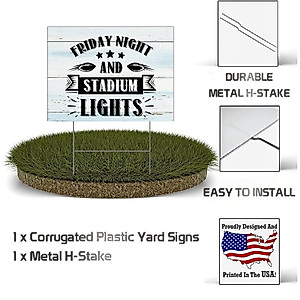 Garden Lawn Sign Friday Night and Stadium Lights Corrugated Yard Sign Funny Housewarming Gift Motivational Quotes for Garage Sales Rent Open House Construction 18"x24"