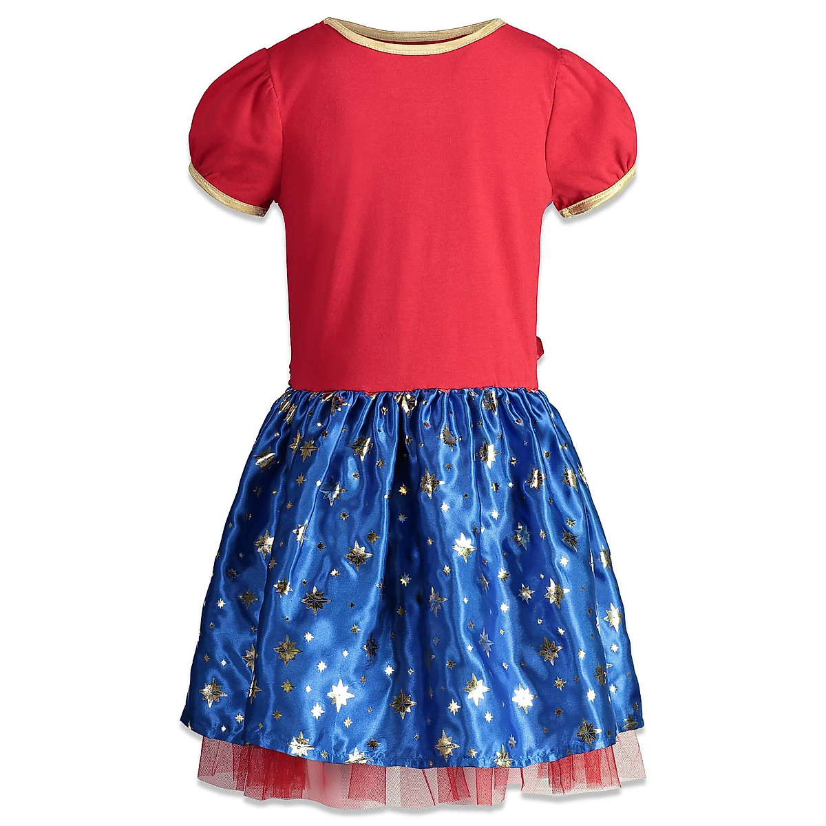 Marvel Avengers Captain Marvel Little Girls Tulle Cosplay Dress and Headband Red 7-8