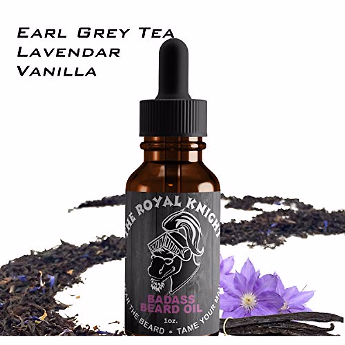 Badass Beard Care Oil For Men - The Royal Knight Scent, 1 oz - All Natural Ingredients, Keeps Beard and Mustache Full, Soft and Healthy