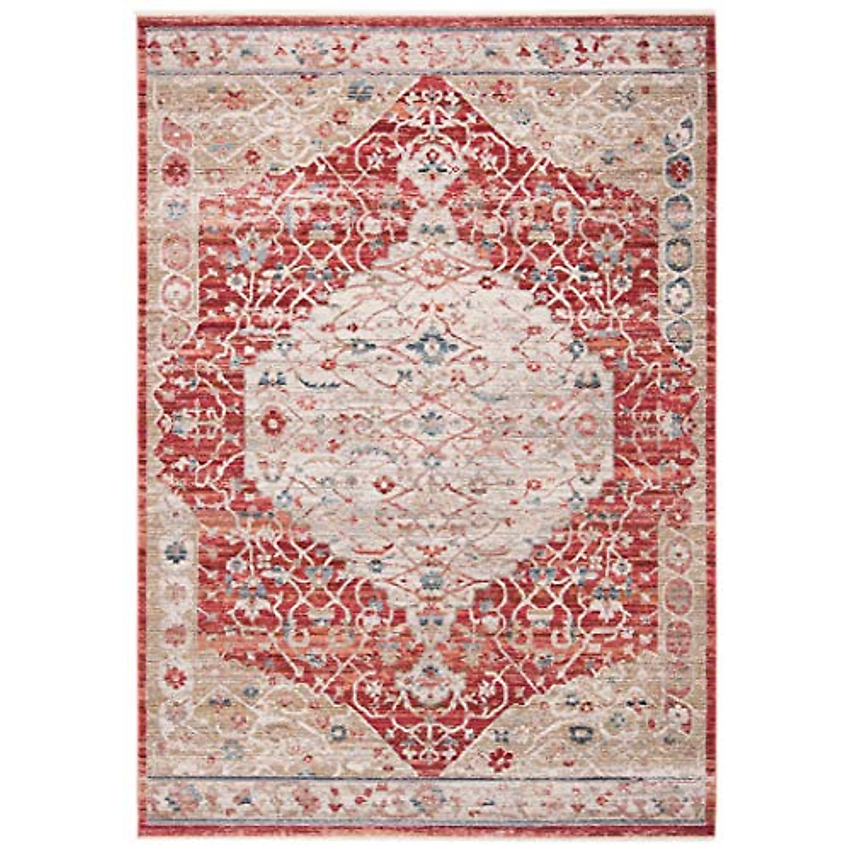 SAFAVIEH Kenitra Collection 10' x 14' Red / Beige KRA661R Vintage Oriental Distressed Area Rug
