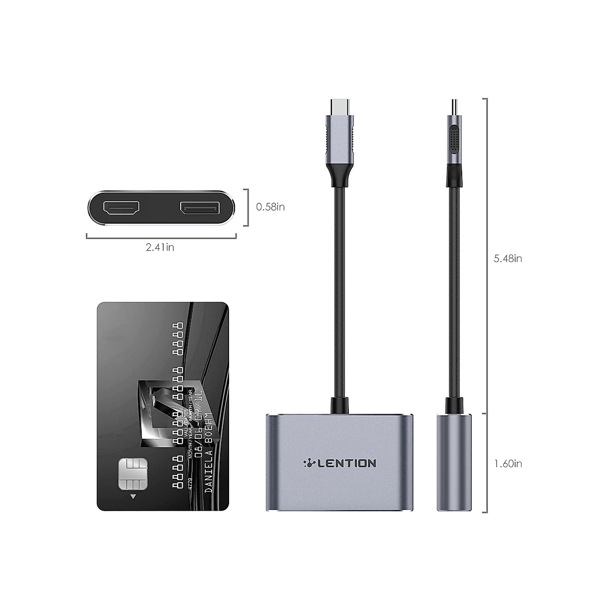 LENTION USB C to HDMI & DisplayPort Adapter 4K@60Hz/USB C to HDMI 2.0 Cable Adapter/USB C to DisplayPort Cable Adapter