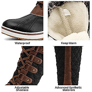 ALEADER Winter Boots for Women, Fashion Waterproof Snow Boots Cold Weather Shoes Black/Brown 10 D(M) US