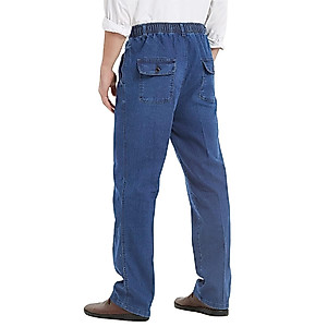 IDEALSANXUN Mens Elastic Waist Jeans Light Blue Jeans Relaxed Fit Stretch Jeans(Light Blue, 36x32)