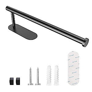 Under Cabinet Paper Towel Holder, Adhesive Paper Towel Holder,AMPURSQ Under Cabinet Paper Towels Holder for Kitchen, Farmhouse,RV, and Bathroom,Brushed Nickle Wall Mount Paper Towel Roll Holder(Black)