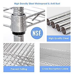 Doredo 5 Tier Narrow Wire Shelving Unit with Wheels, Adjustable Narrow Metal Shelf with NSF Certified, Narrow Storage Shelves for Laundry, Garage, Kitchen, Pantry, 18" D X 24" W X 71" H, Chrome