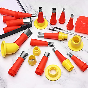 30Pcs Caulking Finisher Kit, 16Pcs Caulking Nozzle Tips Reusable Caulking Nozzle Coating Caulking Tool Kit with 8 Connector Caulking Guns and 4 Grout Scraper 2 Brush for Bathroom Doors Windows