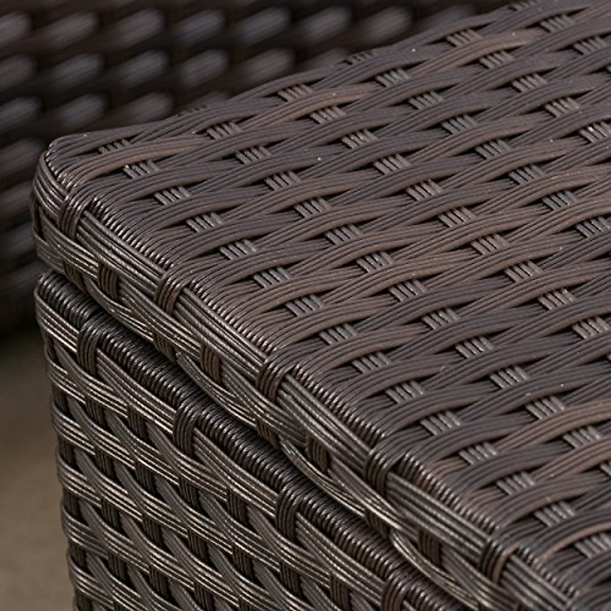 Christopher Knight Home Puerta Outdoor Wicker Sofa Set, Dark Brown And Beige