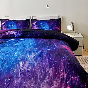 Helloosuu Galaxy Bedding Twin,Girls Purple Comforter Set,Twin Size Comforter Set for Boys Kids,Teen Girl Bedding Set Twin,Space Bedding,Kids Comforter Set for Girls,Twin Girl Comforter Set