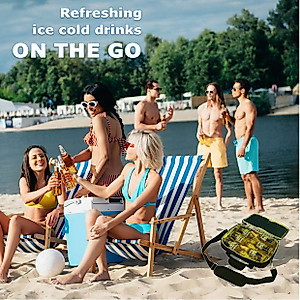 Red Suricata Insulated Slim Cooler – Ultra Thin, Flat Mini Small Cooler Lunch Bag Fits 10 Drink Cans - 2 Slim Reusable Ice Packs Included - Small Iceless Golf Cart Bag for Beer (Black)