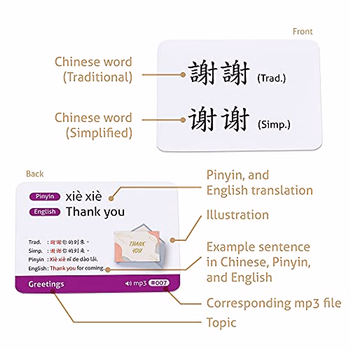 Chinese Mandarin Vocabulary Flash Cards for Beginners (Traditional and Simplified Chinese, with Example Sentences and Audio MP3)