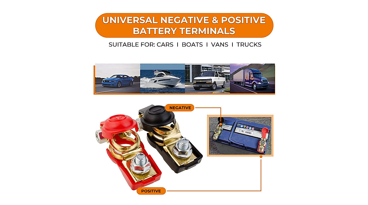 Heavy-Duty Car Battery Terminal Connectors for 12V Vehicles