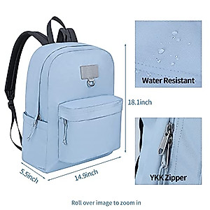 SIMTOP Travel Backpack Casual Daypack Backpacks, Lightweight Travel Backpack Durable Polyester Fabric for Work Travel, YKK Zipper Water Resistant Daypack. Light Blue Backpack