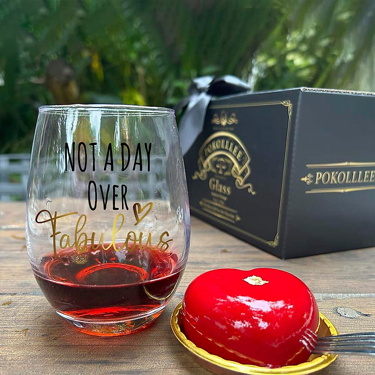 Pokolllee Not A Day Over Fabulous Wine Glass Birthday Gifts for Women, Happy Birthday Gift for Her, Funny Female Wine Glass Gifts for Mom Sister Friends, Christmas Gift for BFF Boss Coworkers Female