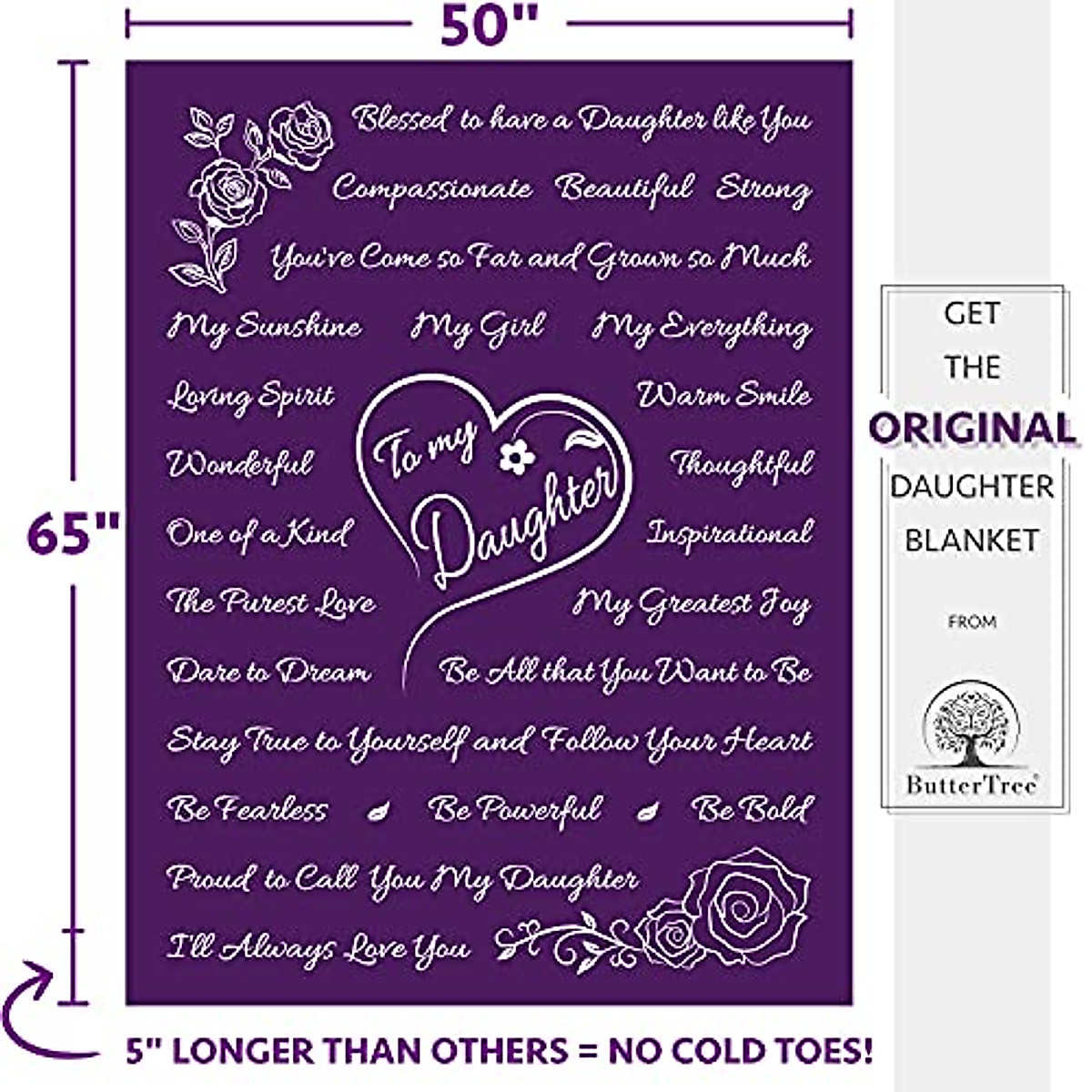 ButterTree Mom and Daughter Blankets, Throw Blankets 65" x 50" (2-Pack, Purple)