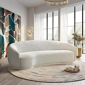 Meridian Furniture 693Cream-S Hyde Collection Modern | Contemporary Boucle Fabric Upholstered Sofa, Cream, 89.5" W x 38" D x 27.5" H