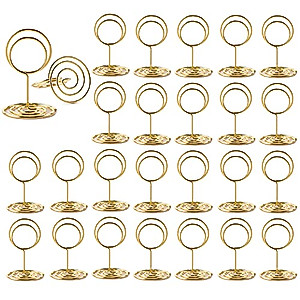 26Pcs Table Number Holders, Place Card Holder, Wire Picture Holder, Small Size Table Card Holders, Photo Holder for Centerpieces, Wedding Reception, Party, Birthday (Gold)