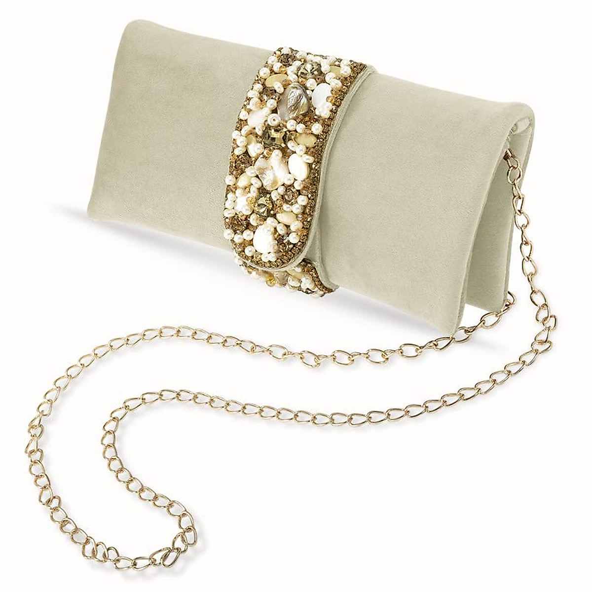 Aheli Indian Potli Bags Gift for Women Evening Bag Clutch Ethnic Bride Purse with Drawstring Cream & Gold Toned Embellished