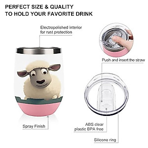 WYUSPGK 304 Stainless Steel Insulated Cup, Cute Sheep Print Smooth Rim, Durable & Reusable - Perfect for Office, Home, And Travel