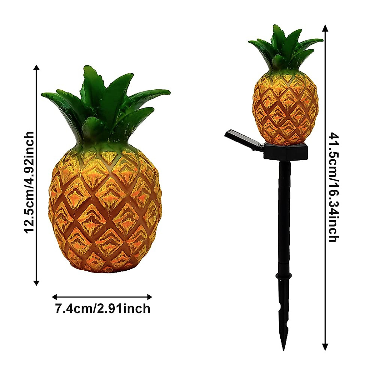 Yuhoo Solar Garden Stakes Lights, Outdoor Waterproof Pineapple Decorative Solar Landscape Stake Night Lights for Pathway Lawn Patio Yard Home Ornament(Yellow), free size