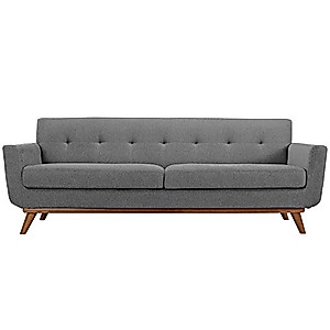 Modway Engage Mid-Century Modern Upholstered Fabric Sofa in Expectation Gray