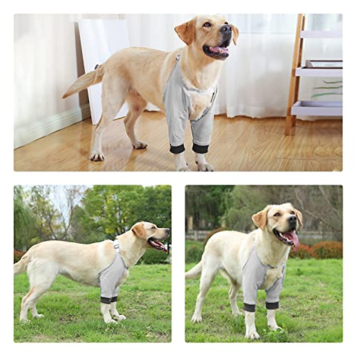 ROZKITCH Dog Surgery Recovery Sleeve for Front Legs, Pet Prevent Licking Wound Elbow Brace Protector, Dog Recovery Suit Cone Collar Alternative for Sprain ACL CCL Arthritis Grey 2XL