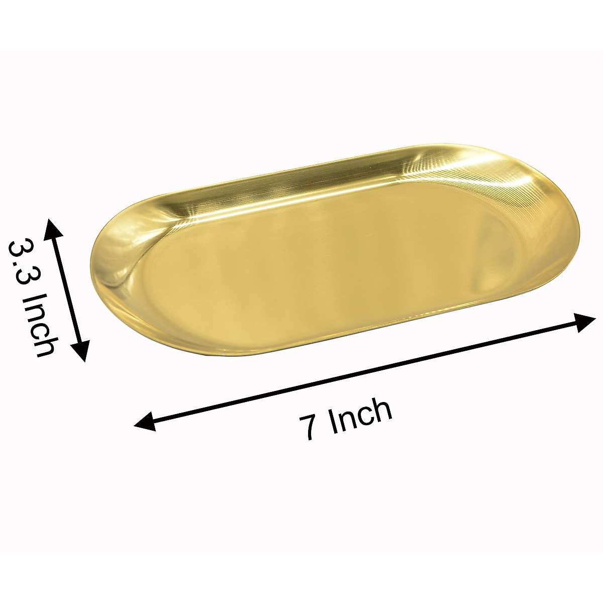 4 Pcs 7 Inch x 3.3 Inch Trinket Tray, Gold Stainless Steel, for Serving Trays Towel Storage Dish Plate Tea Fruit Trays Jewelry Plate Decorative Storage Tray (Gold 4pcs, 7.1x3.34)
