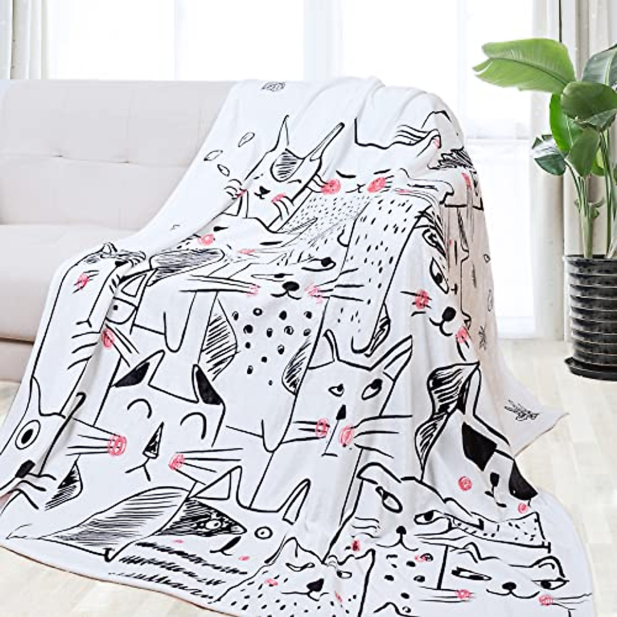 BQH Cat Throw Blanket for Cat Lovers Cute Blankets Cat Plush Blanket Cat Blanket for Women Cat Themed Gifts for Women (50 * 60inchs,NewCat6)…