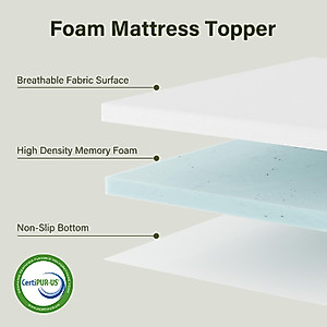 3 Inch California King Mattress Topper,Memory Foam Mattress pad with Removable & Washable Cover,Relieve Back Pain, Soft Firmness Feel for Bunk Bed,CertiPUR-US Certified