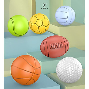 Baby Sensory Balls, Baby Soft Rubber Balls for Toddlers 1-3, Montessori Baby Sensory Toys, Baby Bath Toys 6 to 12 Months, Kids Soccer Ball, Sport & Outdoors Baby Balls, 6 Rubber Balls for Kids