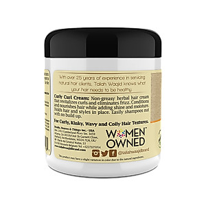 Taliah Waajid Curls Waves Natural - Curly Curl Cream | Extreme Curl Definition Hair Styling Gel | No Build-up or Frizz | 100% Paraben Free | Shea Butter & Sage - 6oz