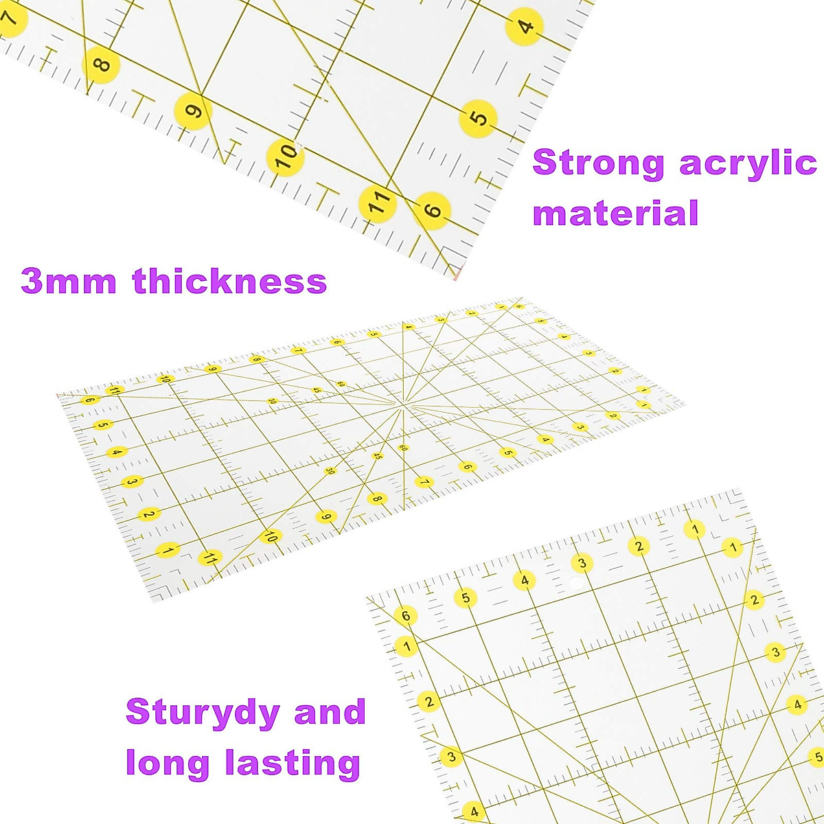 Rdutuok Rotary Cutter Set 45mm Fabric Cutter Set Quilting Kit, 5 Replacement Blades, A3 Cutting Mat(18X12"), Acrylic Ruler,Sewing Pins,Craft Knife and Craft Clips for Sewing and Crafting (Purple)