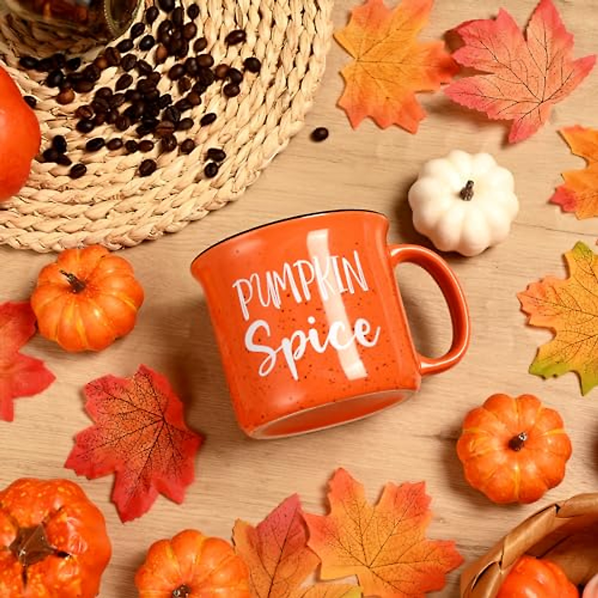 YHRJWN - Fall Coffee Mug, Pumpkin Spice Coffee Mug, Autumn Mug, Fall Cup, Thanksgiving Halloween Mug, Fall Autumn Decor, Thanksgiving Christmas Gifts for Women Men, Orange 15 Oz