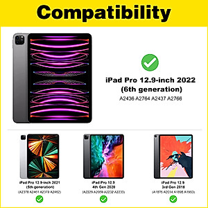 ProCase Keyboard Case for iPad Pro 12.9 2022 2021 2020 2018, Slim Shell Lightweight Cover with Magnetically Detachable Wireless Keyboard for iPad Pro 12.9 Inch 6th 5th 4th -Black