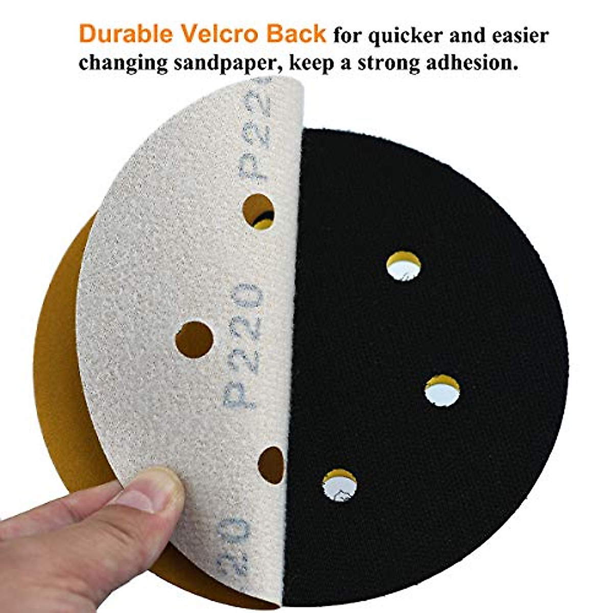 Aiyard 6-Inch 6-Hole Hook and Loop Sanding Discs, 60/80/100/120/150/220/320/400/600/800 Assorted Grits Sandpaper for Random Orbital Sander, 100-Pack