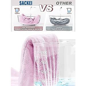 Sackei Hair Drying Towel Microfiber Hair Towel Wrap with Solid Button, 9.5 inch X 26 inch Supersoft NO Dripping Hair Turban for Wet Hair Drying Hair Anti Frizz for Kids and Women (1Pcs Purple)