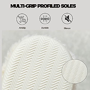 Maco Johnston Women's Sheepskin House Slippers, Fuzzy Soft House Slippers, Plush Furry Warm Cozy Fluffy Home Shoes Comfy Winter Indoor Outdoor Slip On(Green-5.5-6.5)