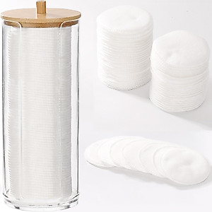 Cotton Pads Holder Set, Cotton Rounds Organizer Bathroom Clear Cotton Pads Storage Jar, 100pcs Cotton Pads