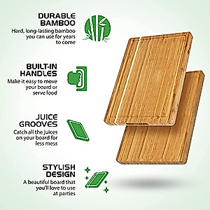 Timberr Bamboo Cutting Board - Large Wood Cutting Board with Handles and Grooves - 1 Inch Thick Wooden Chopping Block for Meat, Vegetables, and Cheeses - Makes an Excellent Serving Tray for Parties