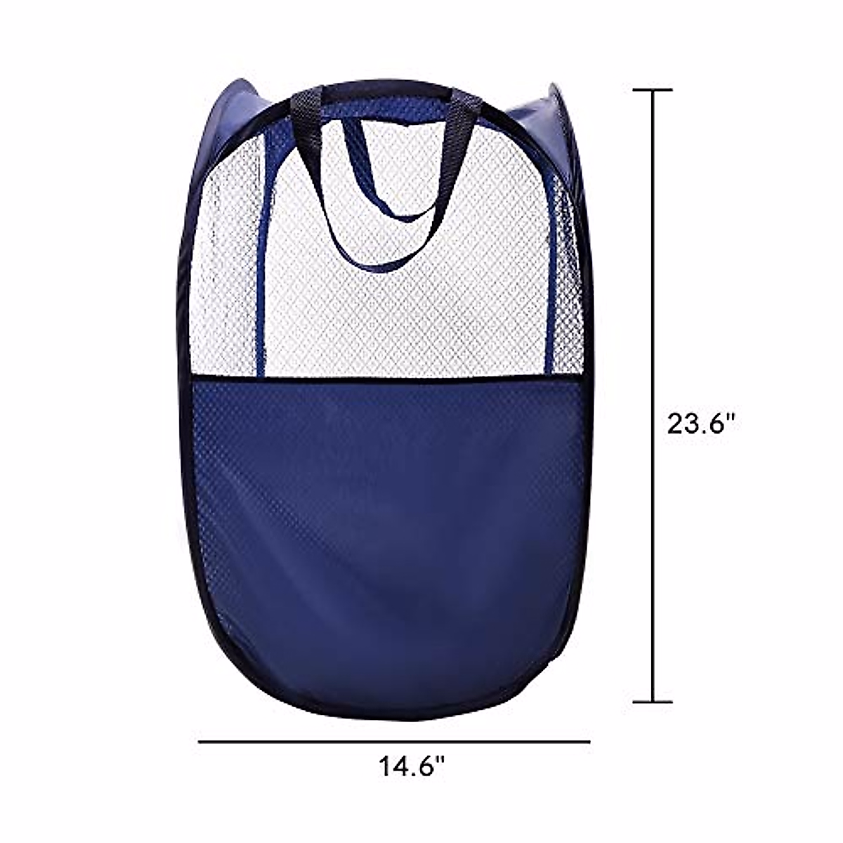 SPINFOX Pop Up Collapsible Laundry Baskets, 2 Pack Foldable Mesh Popup Laundry Hamper with Reinforced Carry Handles, Mesh Laundry Basket for Kids Room College Dorm or Travel(Blue)