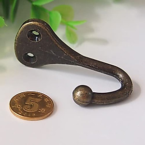 4Pcs Rustic Coat Hooks Single Prong Hanger Wall Vintage Hooks Zinc Alloy Hooks Curtain Tieback Hooks Bedroom Clothes Hooks with Screws for Key Towel Scarf Bag Bronze