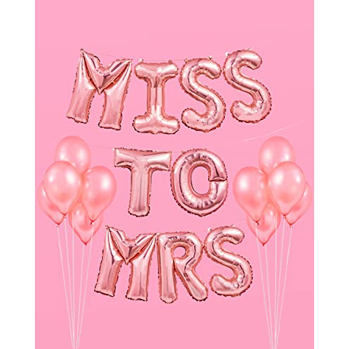 xo, Fetti Bachelorette Party Decorations - Miss to Mrs Balloon Kit - Rose Gold - 16" MISS TO MRS Foil Balloons + 10 Rose Gold Latex Balloons - Bridal Shower