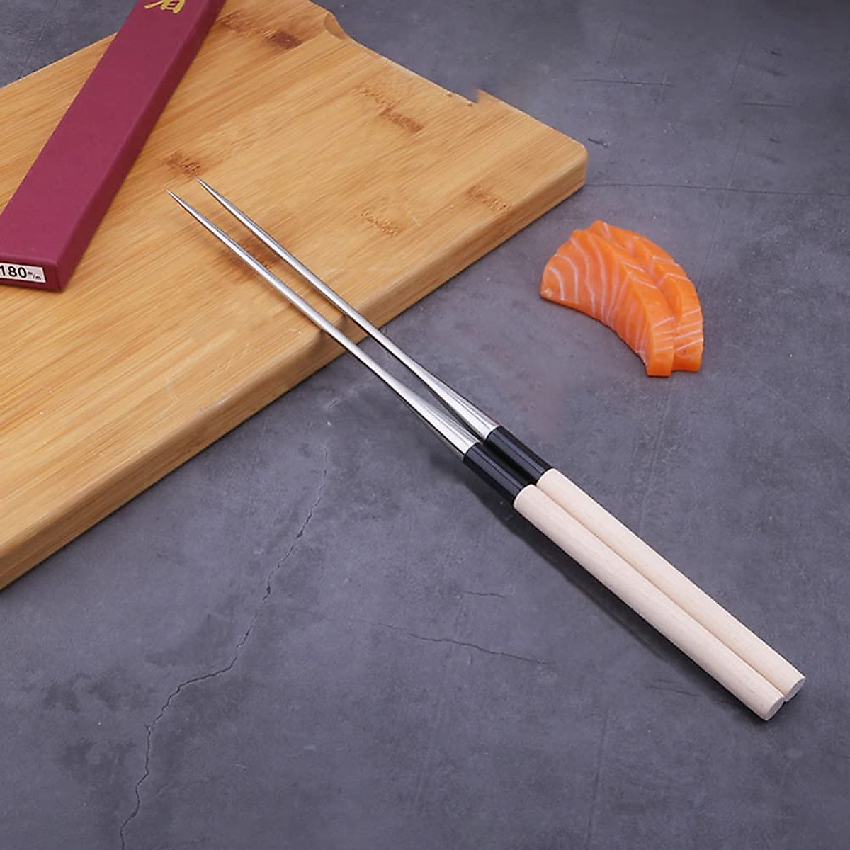 Angoily 2pcs Sashimi Chopsticks Long Chopsticks Metal Noodles Chopstick Cooking Frying Chopsticks Moribashi Chopsticks Korean Chopstick Wooden Handle Stainless Steel Travel Non-slip