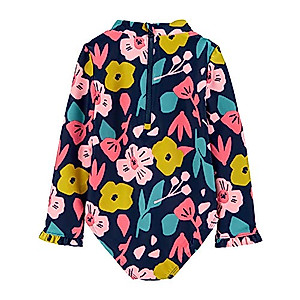 Simple Joys by Carter's Toddler Girls' One Piece Rashguard, Navy Floral, 2T