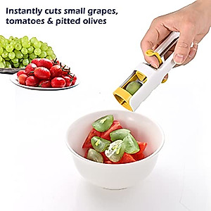 Grape Cutter For Kids Toddlers,Seedless Grape Baby Cherry Tomatoes Strawberry Slicer Pitted Olives Into 4 Pieces for Vegetable Fruit Salad(green)