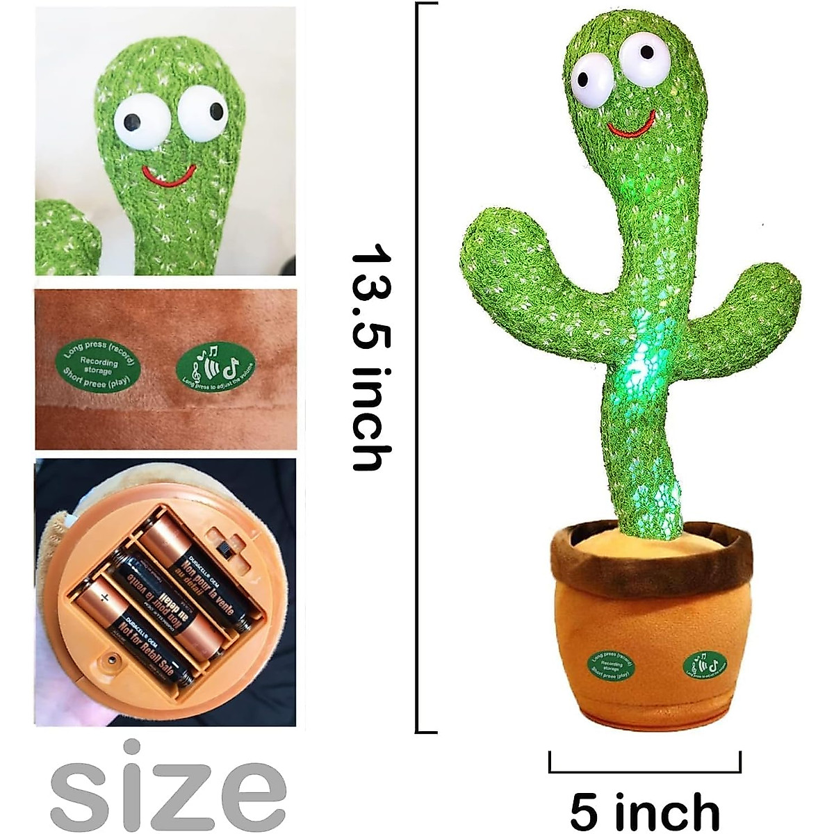 Dancing Cactus Toys, Talking Dancing Cactus Plush Toy Electronic Shake Toys, Repeat English Songs Plush Cactus Toys for Babies, Wiggle Dancing Cactus Plush Toy in Pot Decoration & Children Funny Toys