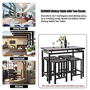 DSDNOO 5 Pcs Dining Table Set, Counter Height Dining Table Set for 4, Wooden Bar Height Dining Table & Bar Stools, Bar Table and Chairs Set, Kitchen Dining Table Set for Pub/Dining Room