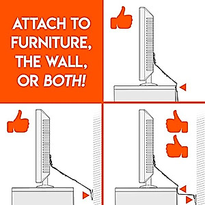 ECHOGEAR TV Safety Straps for Flat Screens - Anchor TVs Up to 90" to Furniture Or The Wall - Pre-Assembled Anti-Tip Strap Includes All Hardware for Baby Proofing Your TV