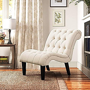 Haobo Home Armless Accent Chair Button Tufted Slipper Chair Side Chair for Dining Room Living Room Bedroom Funiture
