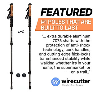 Montem Ultra Strong Trekking, Walking, and Hiking Poles - One Pair (2 Poles) Anti-Shock Cork Handle - Collapsible, Lightweight, Quick Locking, and Ultra Durable